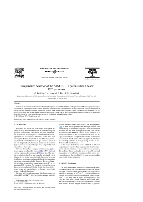 (PDF) Temperature behavior of the APSFET— a porous silicon-based FET ...