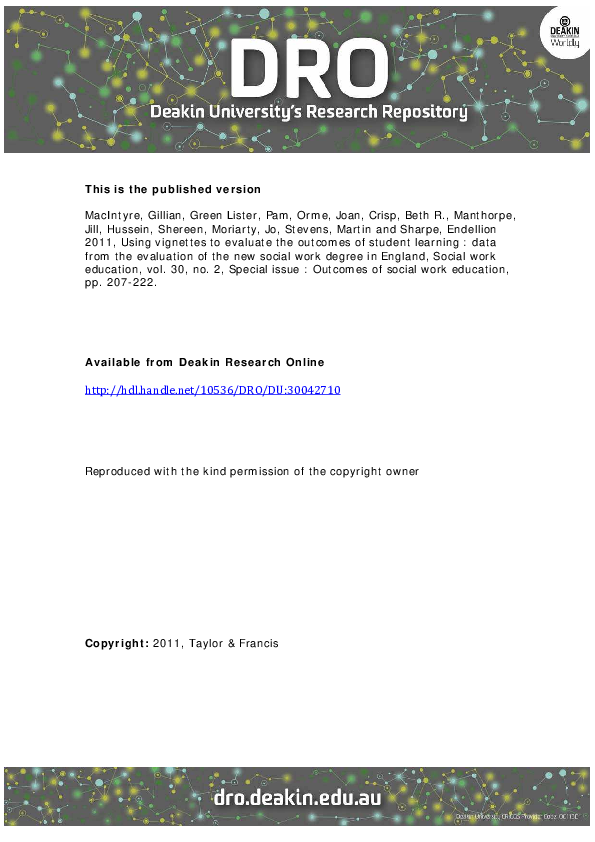 (PDF) Using Vignettes to Evaluate the Outcomes of Student Learning ...