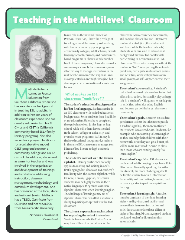 (PDF) Teaching in the Multilevel Classroom