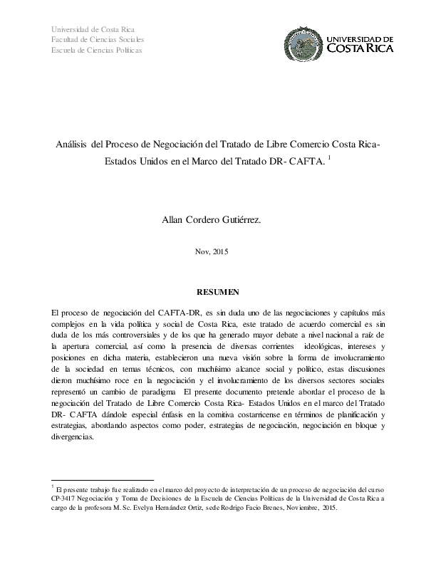 (PDF) Análisis del Proceso de Negociación del Tratado de Libre Comercio ...