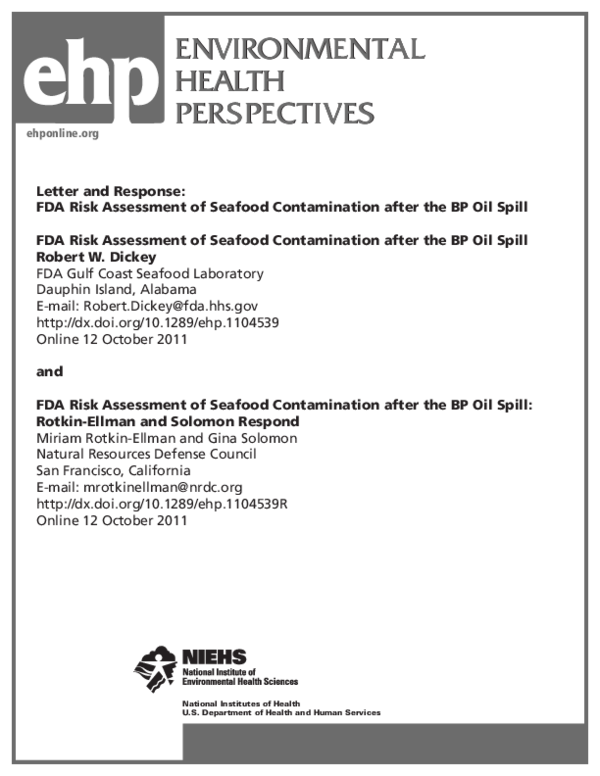 (PDF) Letter and Response: FDA Risk Assessment of Seafood Contamination ...