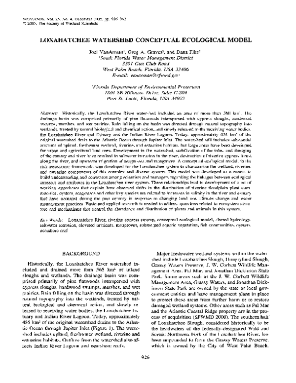 (PDF) Loxahatchee watershed conceptual ecological model