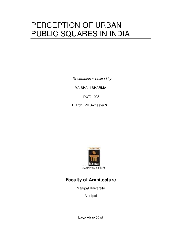 (PDF) PERCEPTION OF URBAN PUBLIC SQUARES IN INDIA Faculty of Architecture