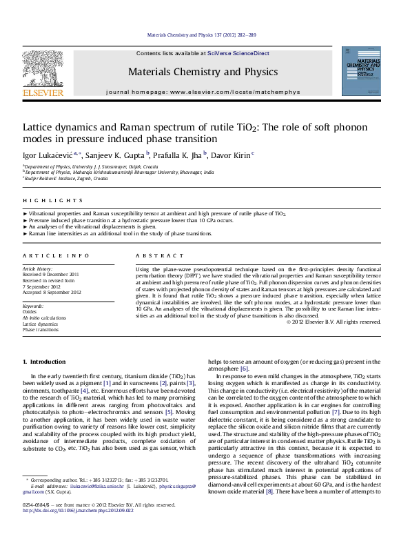 (PDF) Lattice dynamics and Raman spectrum of rutile TiO2: the role of ...