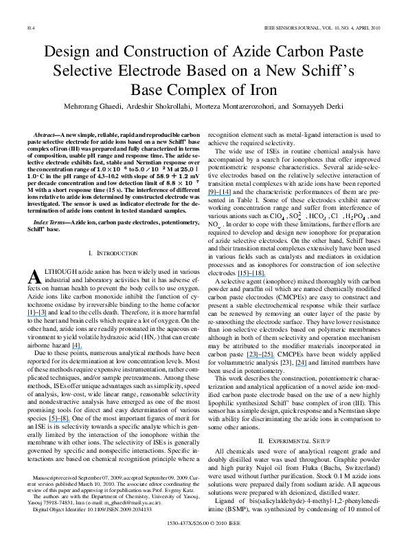 (PDF) Design and Construction of Azide Carbon Paste Selective Electrode ...