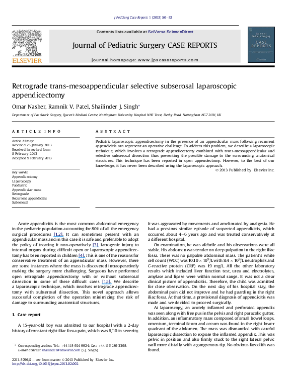 (PDF) Retrograde trans-mesoappendicular selective subserosal ...