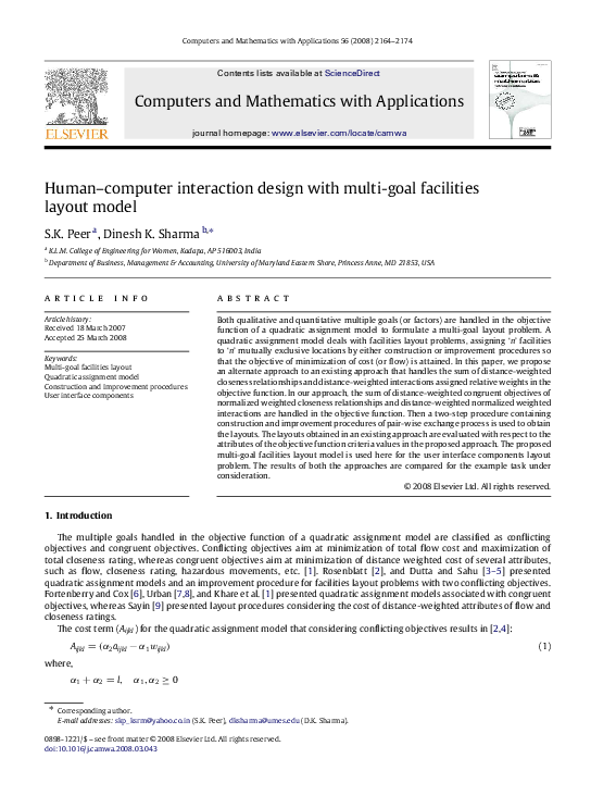 (PDF) Human–computer interaction design with multi-goal facilities ...