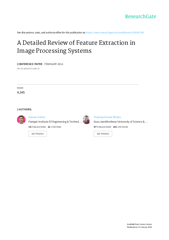 (PDF) A Detailed Review of Feature Extraction in Image Processing ...