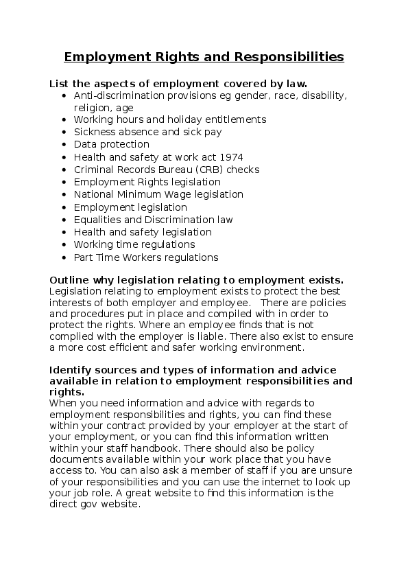 (DOC) Employment Rights and Responsibilities