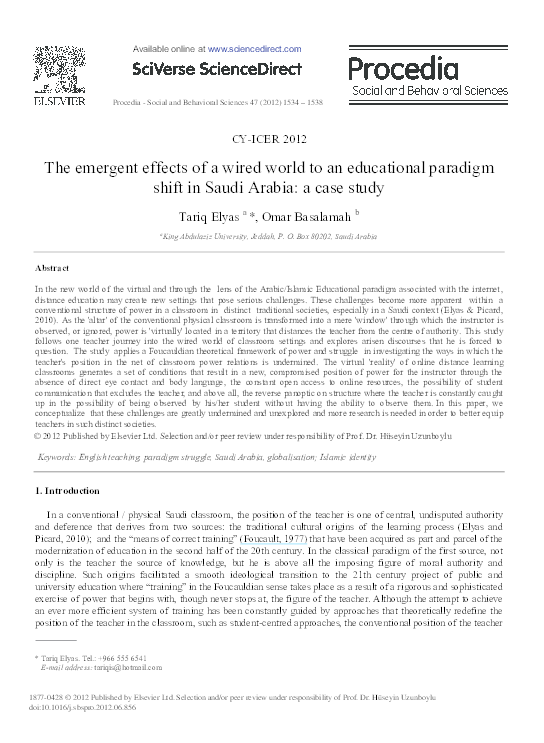 (PDF) The Emergent Effects of a Wired World to an Educational Paradigm ...