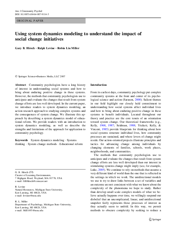 (PDF) Using system dynamics modeling to understand the impact of social ...