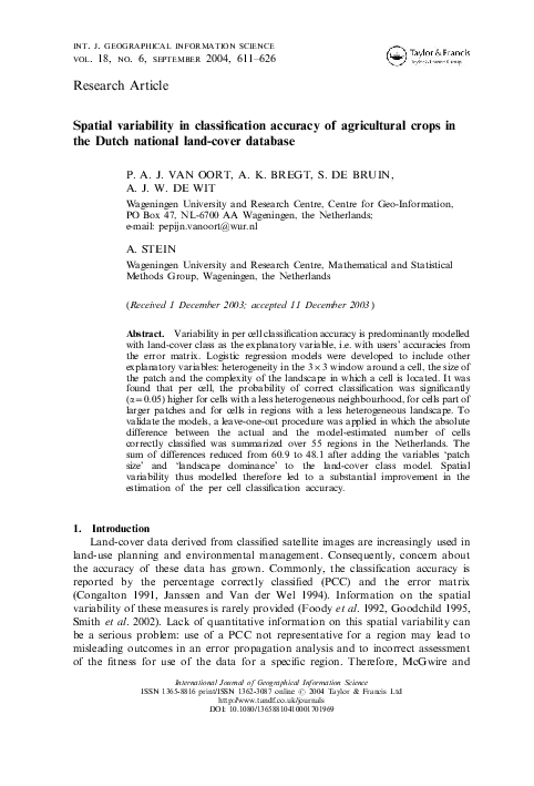 (PDF) Spatial variability in classification accuracy of agricultural ...