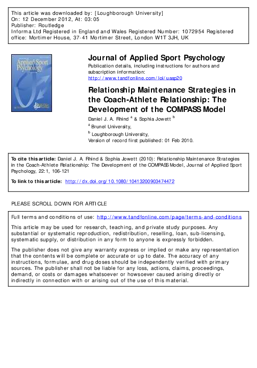 (PDF) Relationship Maintenance Strategies in the Coach-Athlete ...