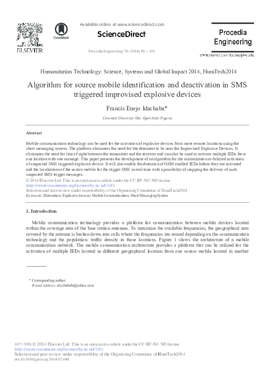 Pdf Algorithm For Source Mobile Identification And Deactivation In