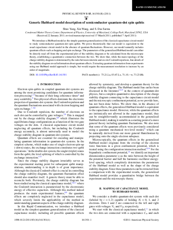 (PDF) Generic Hubbard model description of semiconductor quantum-dot spin qubits