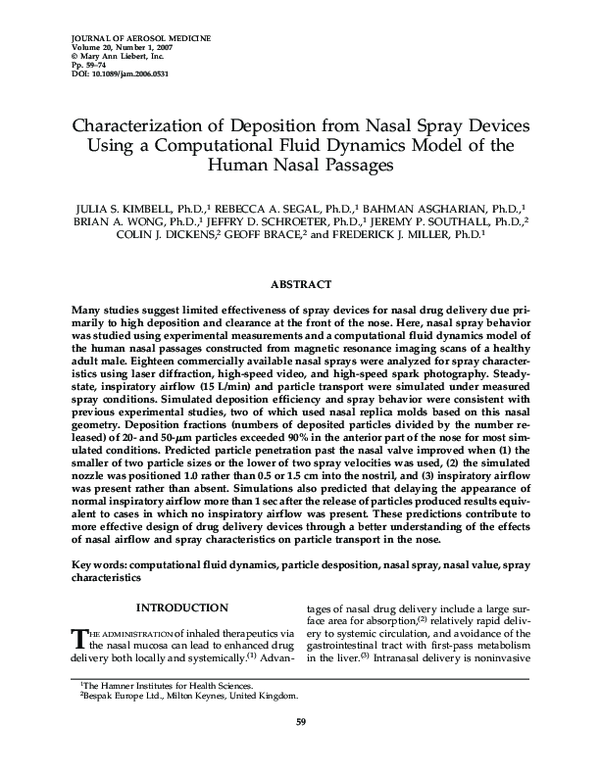 (PDF) Characterization of Deposition from Nasal Spray Devices Using A ...