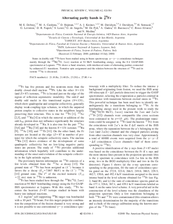 (PDF) Alternating parity bands in 87218Fr