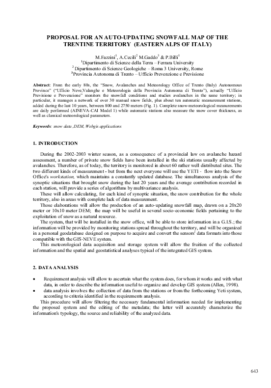 (PDF) PROPOSAL FOR AN AUTO-UPDATING SNOWFALL MAP OF THE TRENTINE ...