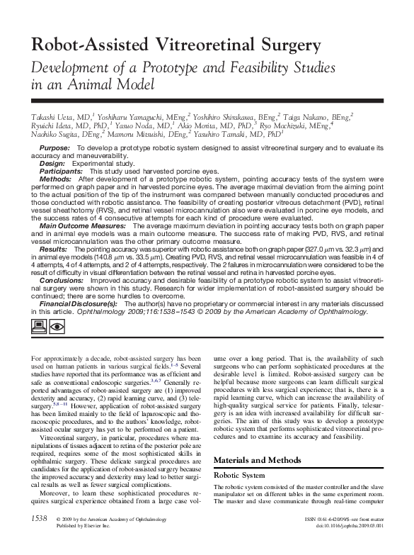 (PDF) Robot-Assisted Vitreoretinal Surgery