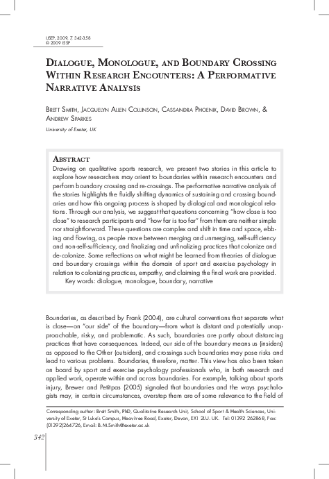 (PDF) Dialogue, monologue, and boundary crossing within research ...