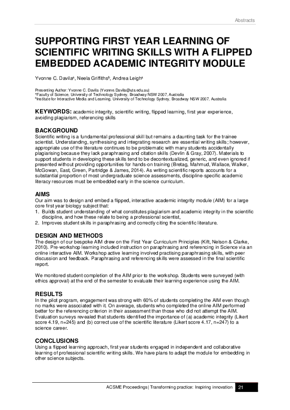 (PDF) Supporting first year learning of scientific writing skills with a flipped embedded ...