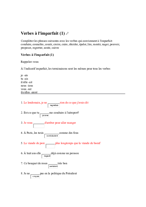(DOC) Verbes a limparfait