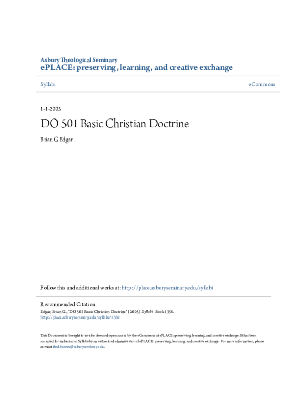 (PDF) DO 501 Basic Christian Doctrine