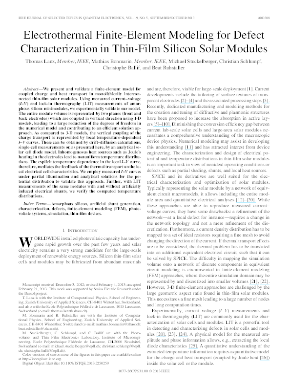 (PDF) Electrothermal Finite-Element Modeling for Defect Characterization in Thin-Film Silicon ...