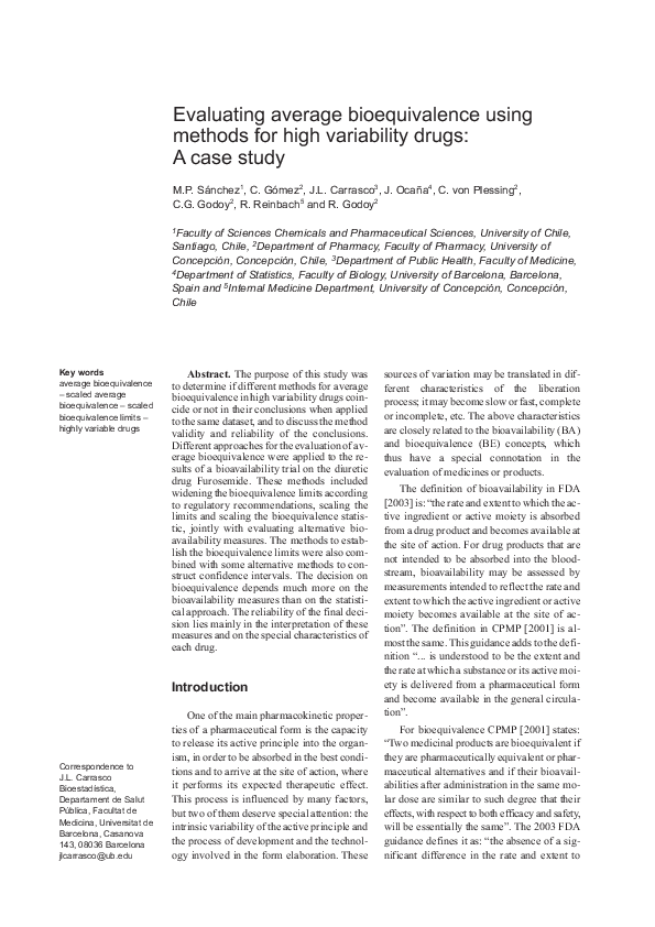 (PDF) Evaluating average bioequivalence using methods for high variability drugs: A case study