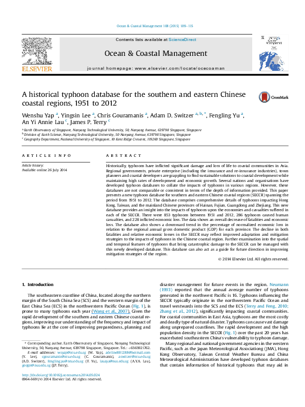 (PDF) A historical typhoon database for the southern and eastern ...