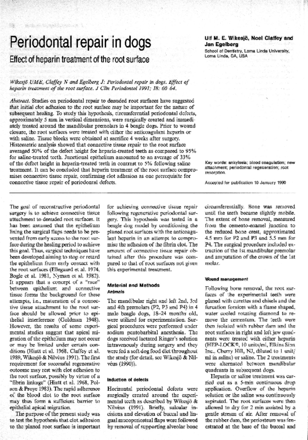 (PDF) Periodontal repair in dogs Effect of heparin treatment of the ...
