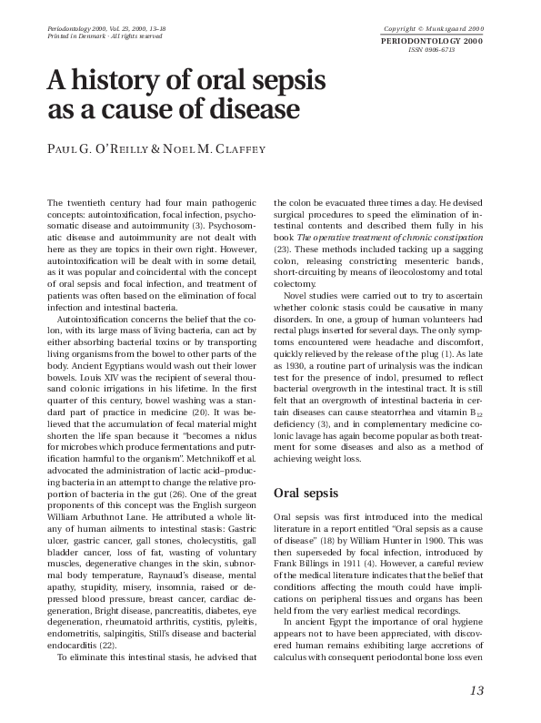 (PDF) A history of oral sepsis as a cause of disease