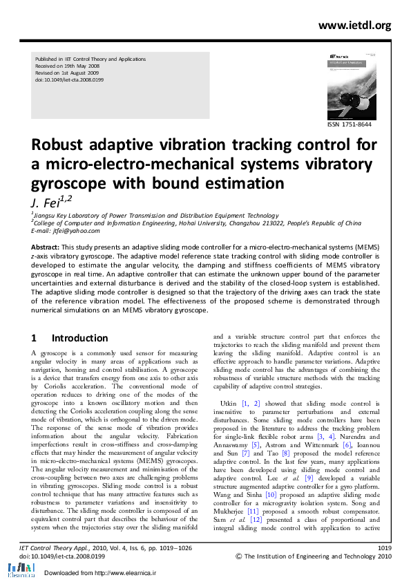 (PDF) Robust adaptive vibration tracking control for a micro-electro ...