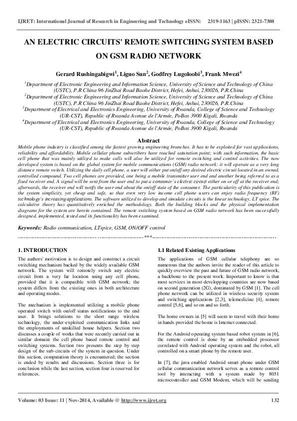 (PDF) AN ELECTRIC CIRCUITS' REMOTE SWITCHING SYSTEM BASED ON GSM RADIO ...