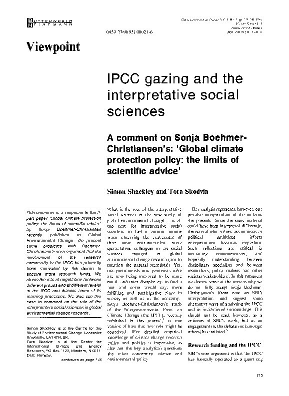 (PDF) IPCC gazing and the interpretative social sciences
