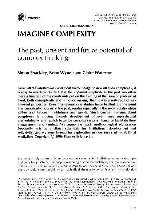 (PDF) Imagine complexity: The past, present and future potential of ...