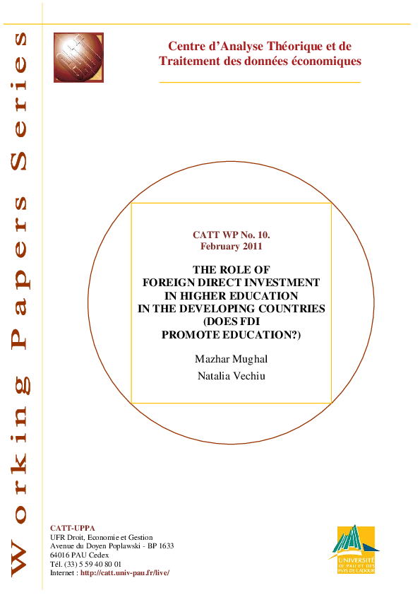(PDF) The role of Foreign Direct Investment in higher education in the ...