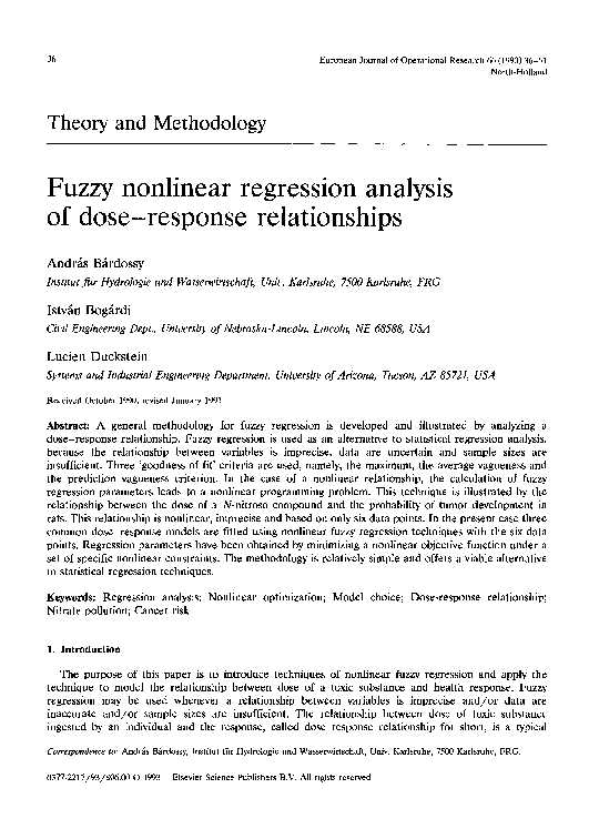 (PDF) Fuzzy nonlinear regression analysis of dose-response relationships
