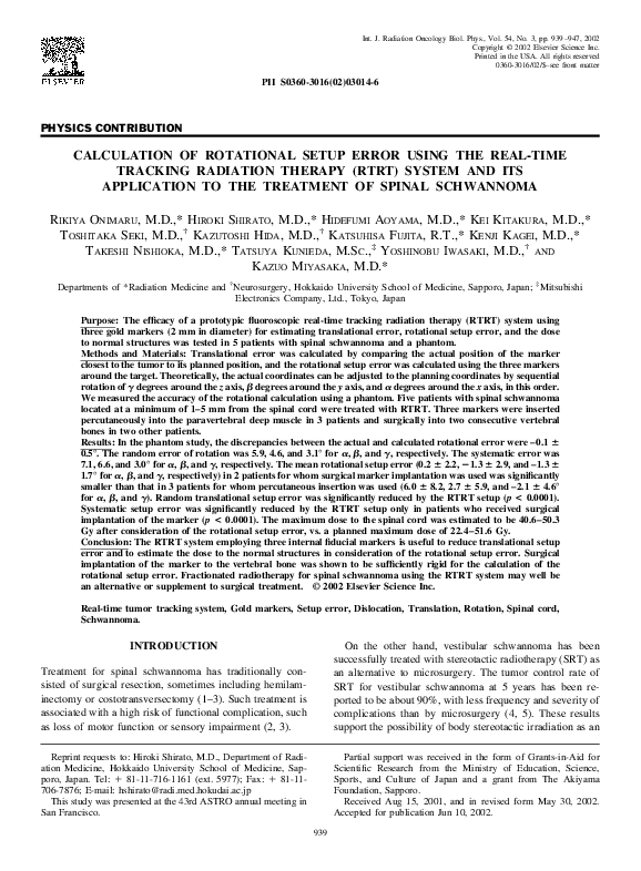 (PDF) Calculation of rotational setup error using the real-time ...