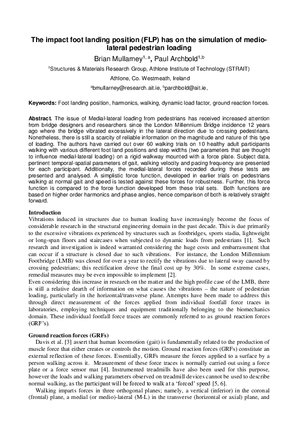 (PDF) The impact of foot landing position (FLP) on the simulation of ...