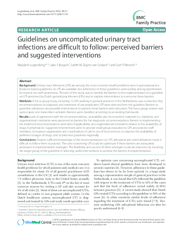 (PDF) Guidelines on uncomplicated urinary tract infections are ...