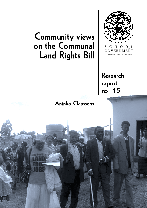 (PDF) Community views on the Communal Land Rights Bill