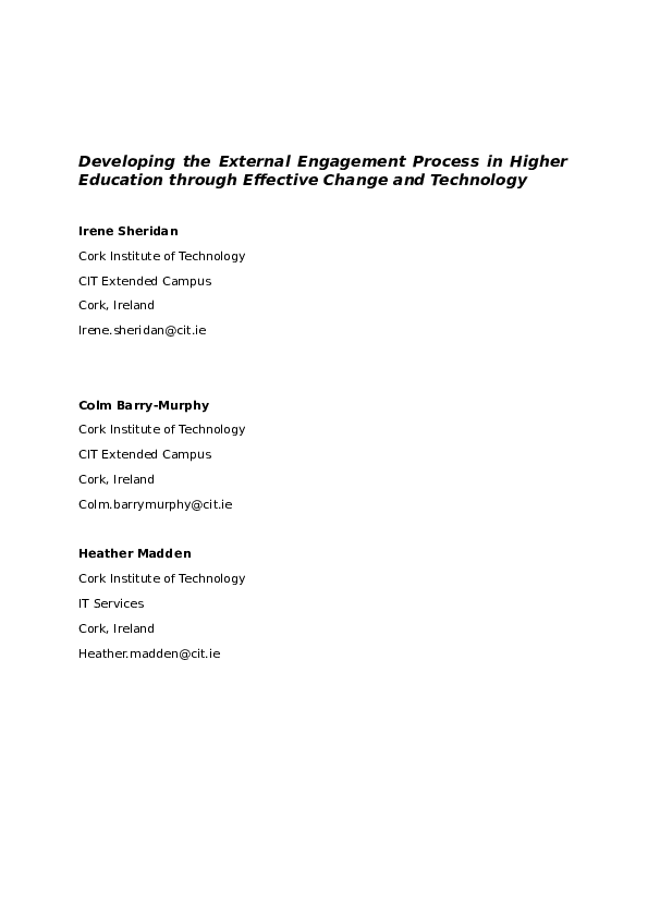 (DOC) Developing the external engagement process in higher education ...