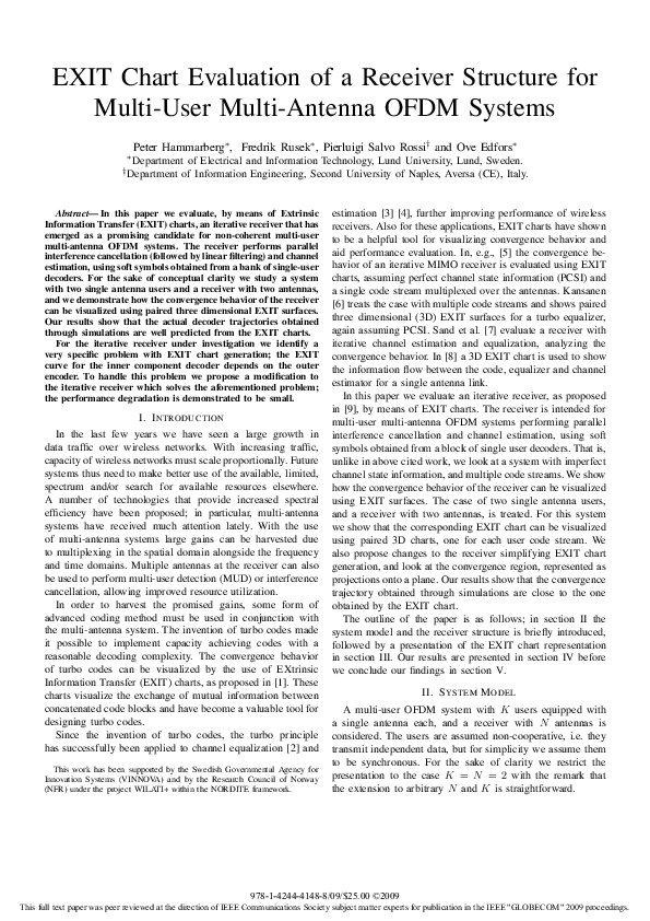 Pdf Exit Chart Evaluation Of A Receiver Structure For Multi User