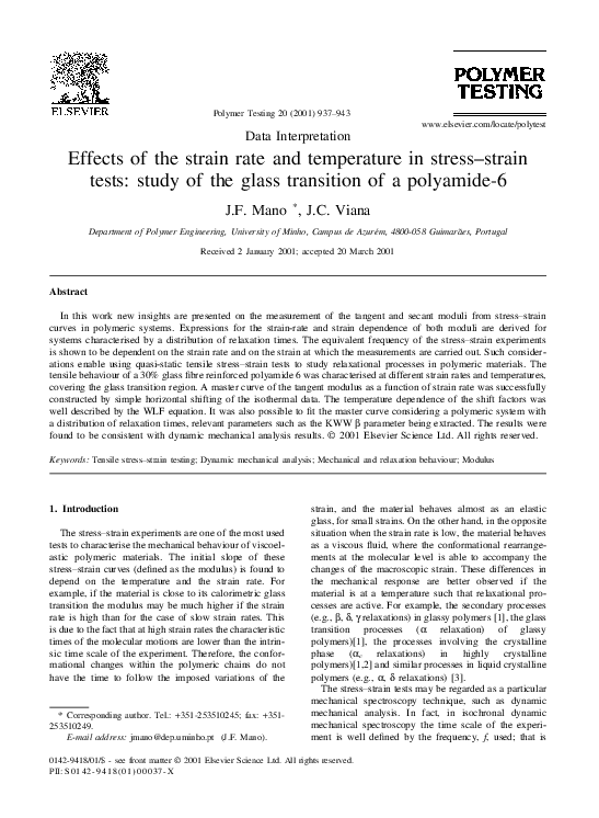 (PDF) Glass transition temperature versus structure of polyamide 6: A ...