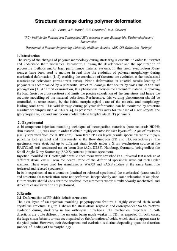 (PDF) Structural damage during polymer deformation | Julio Viana ...