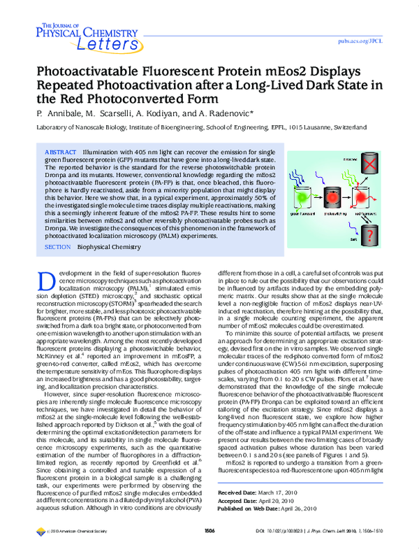 (PDF) Photoactivatable Fluorescent Protein mEos2 Displays Repeated ...