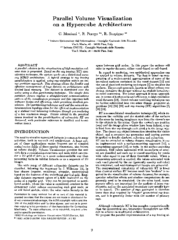 Pdf Parallel Volume Visualization On A Hypercube Architecture