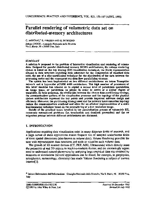 Pdf Parallel Rendering Of Volumetric Data Set On Distributed Memory Architectures
