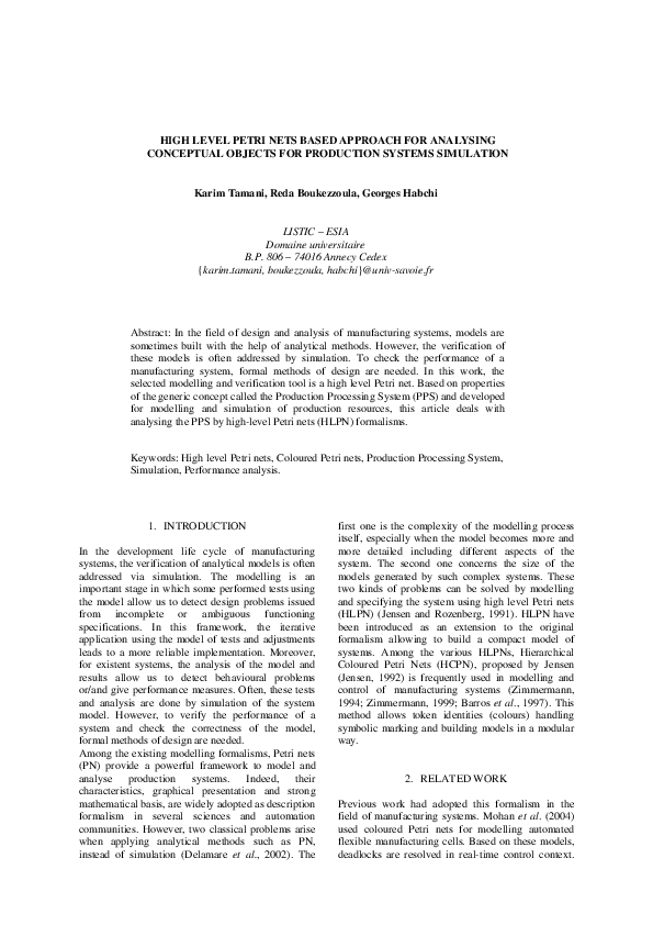 (PDF) High level Petri nets based approach for analysing conceptual objects for production ...